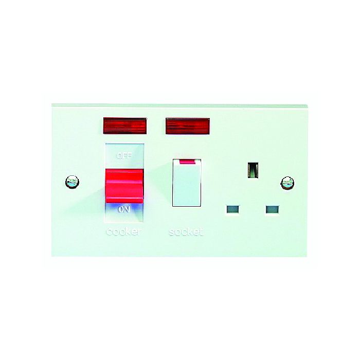 45 Amp DP Switches & Cookers - Cooker control unit with 13A socket & neon