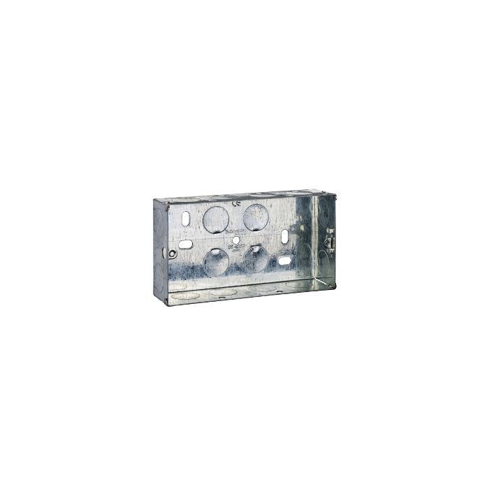 Metal Switch & Socket Box- 2 Gang Round KO Adj. 35mm