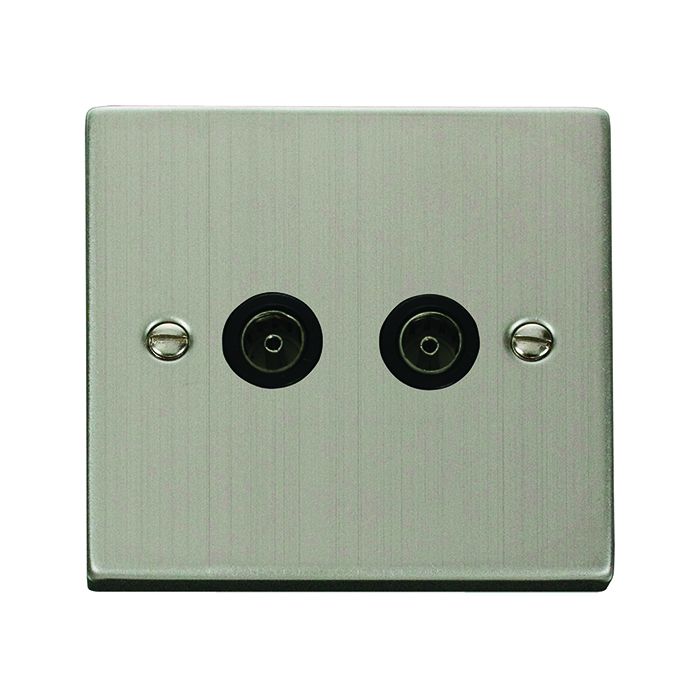 Twin coaxial socket outlet - black inserts