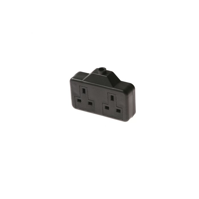 Unwired Rubberised Sockets - 13A 2 gang extension socket - black
