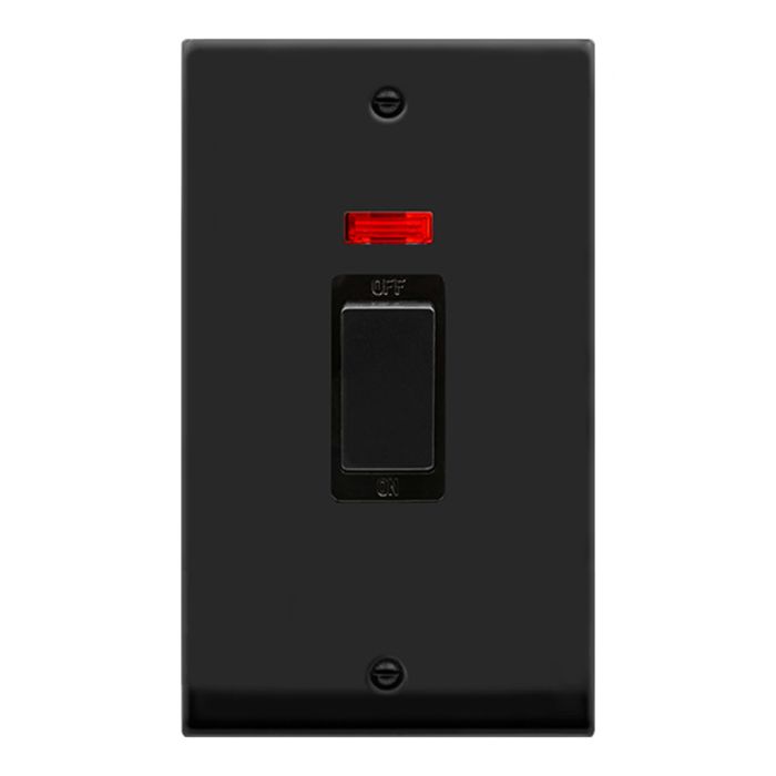45A Ingot 2 Gang DP Switch With Neon - Black