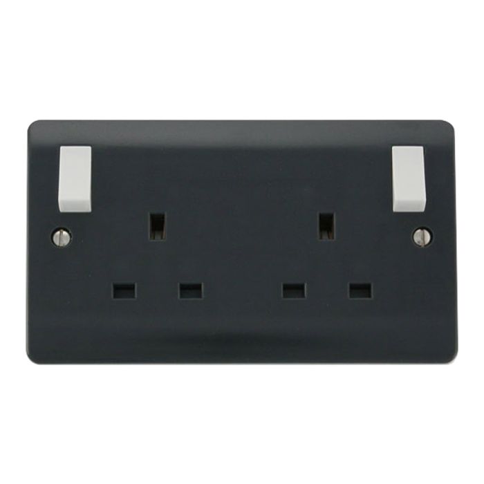 2 gang DP switched socket anthracite grey