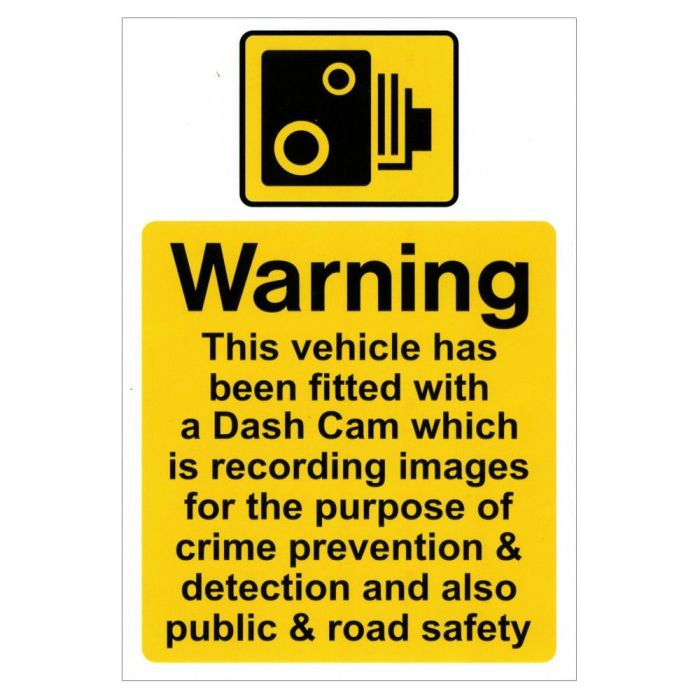 Van/Lorry dash cam warning notice - 150 x 225mm