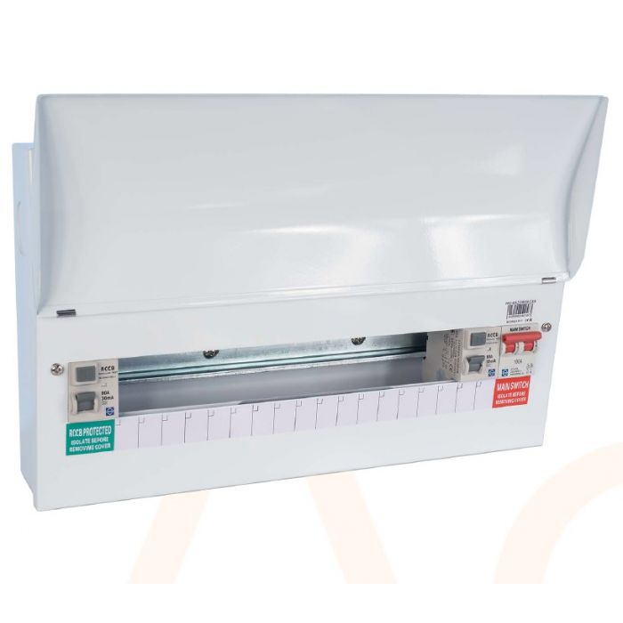 Consumer Unit - 15 Way Semi-Populated Dual RCCB Board