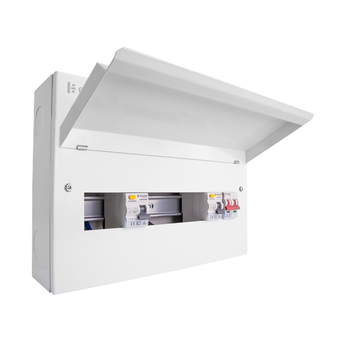 16 Way Metal Consumer Unit with 100A Mains Switch + 2 x 80A 30mA RCD (5+5 Free Ways)