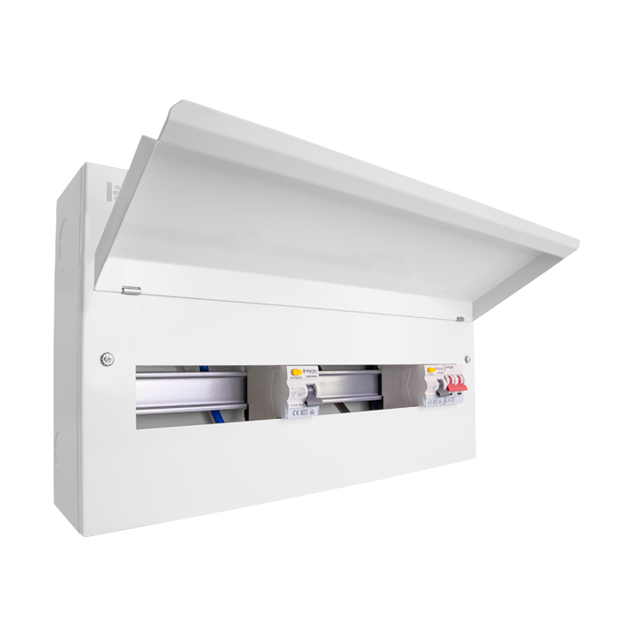 22 Way Metal Consumer Unit with 100A Mains Switch + 2 x 80A 30mA RCD (8 ...