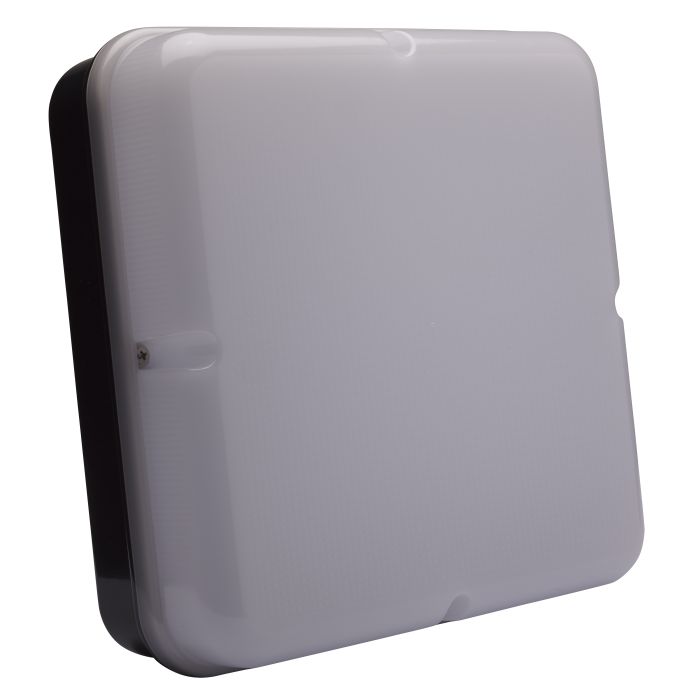 14W LED Square Emergency Bulkhead - black/opal