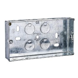 Metal Switch & Socket Box- 2 Gang Round KO Adj. 25mm