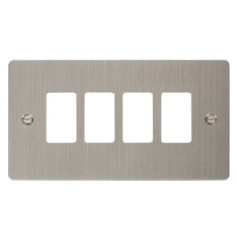 Stainless Steel Flat Plate Cover Plates - 4 gang