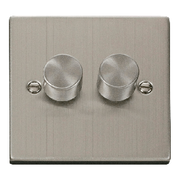Dimmer 2 gang 2 way 2x100W TE stainless steel