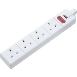 Extension socket 4 gang rewireable white