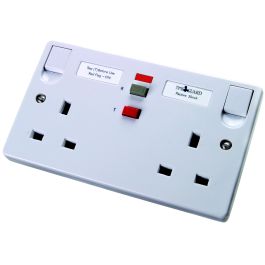 RCD socket 2 gang 30mA 13A non-latching - white