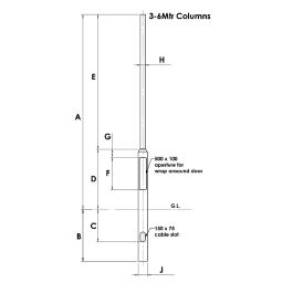 3m galvanised root mounted column 800mm root, 3.8m overall height