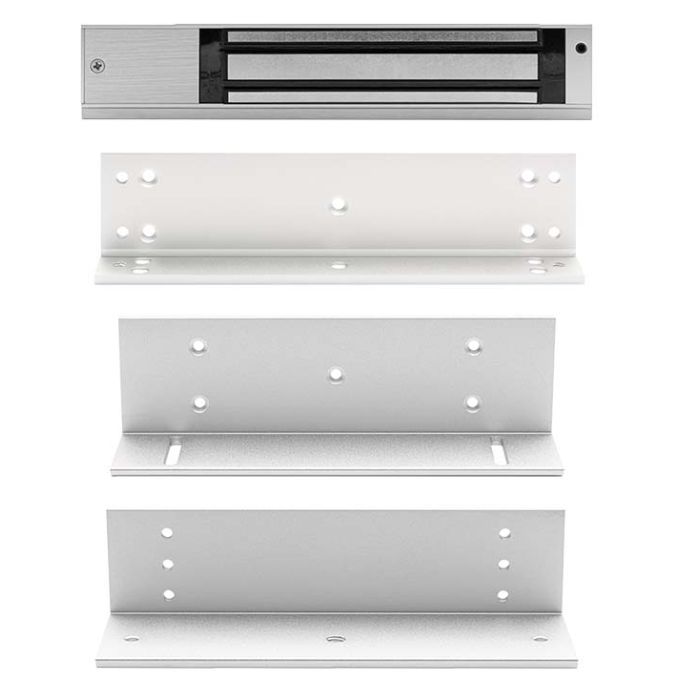 Maglock Internal IP20 250kg with Lock Status LED & Contact cw Z & L Bracket